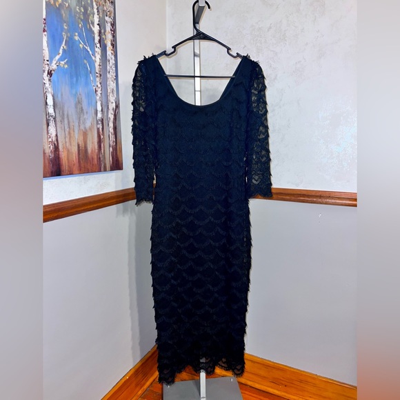 Guess | Dresses | Guess Los Angeles Formal Black Scalloped Fringed ...